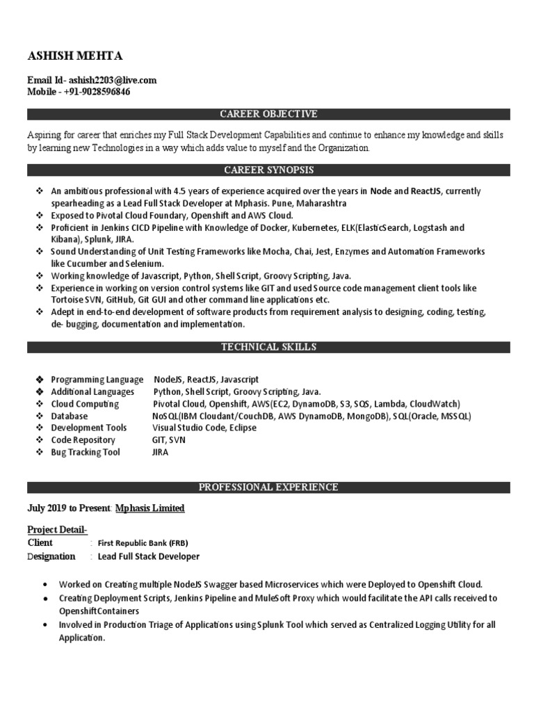 Ashish Mehta: Mobile - +91-9028596846 | PDF | Scripting Language | Cloud Computing