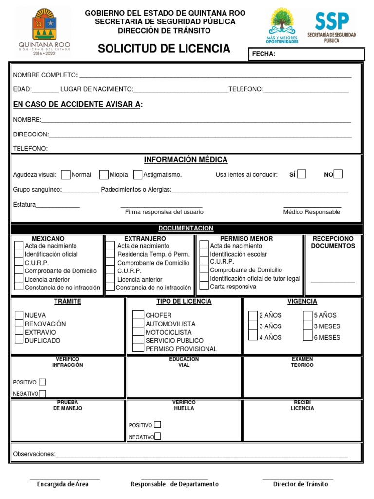 Solicitud de Licencia - 1 | PDF | Licencia de conducir | Certificado de ...
