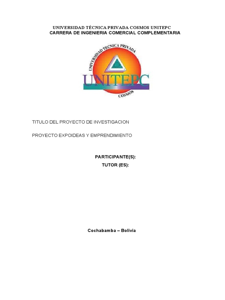 UNIVERSIDAD TÉCNICA PRIVADA COSMOS UNITEPC EXPOIDEA 30 de Nov | PDF | Presupuesto | Razón