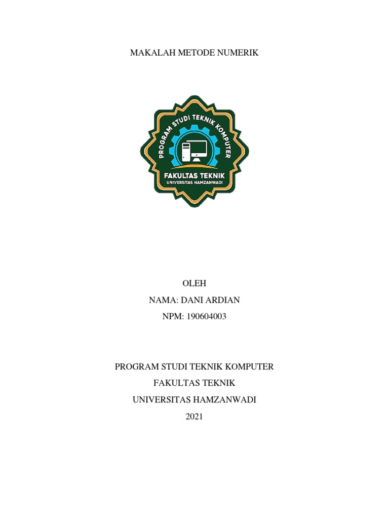 Dani Ardian - 190604003 - Makalah Metnum | PDF | Equations | Gases