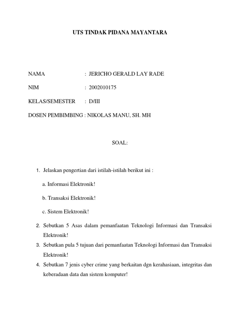 UTS TP Mayantara Jericho | PDF | Ilmu Sosial