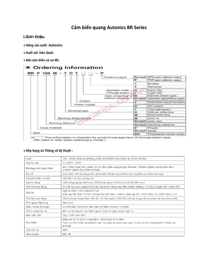 Cảm Biến Quang Autonics BR Series | PDF
