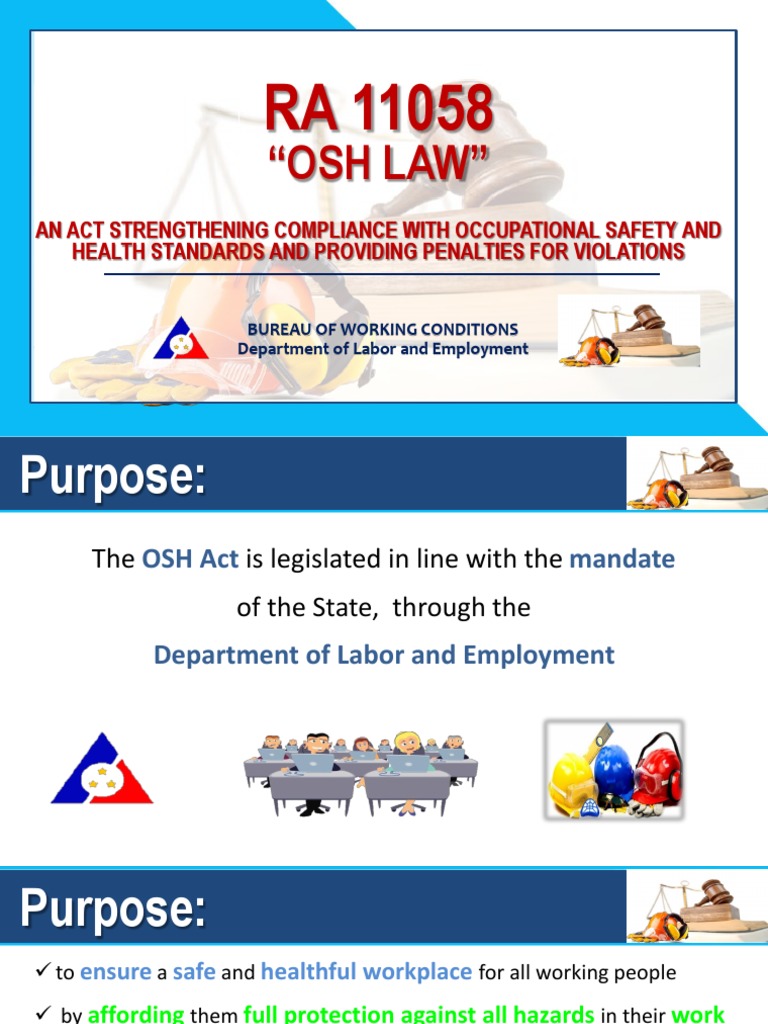 Salient Features OSH Law RA 11058 | PDF | Occupational Safety And ...