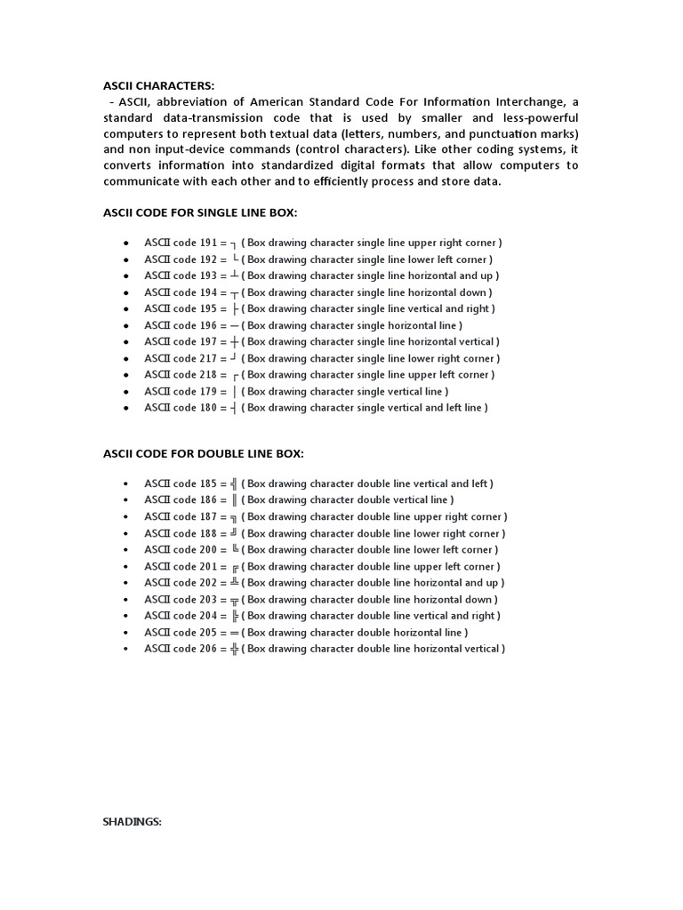 Ascii Characters 2021 | PDF | Ascii | Letter Case