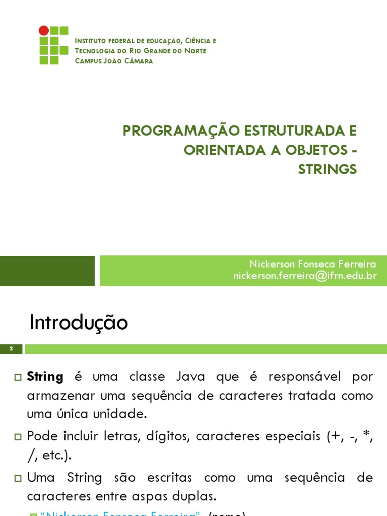 A02 Strings Pdf Método Programação De Computadores String 7094