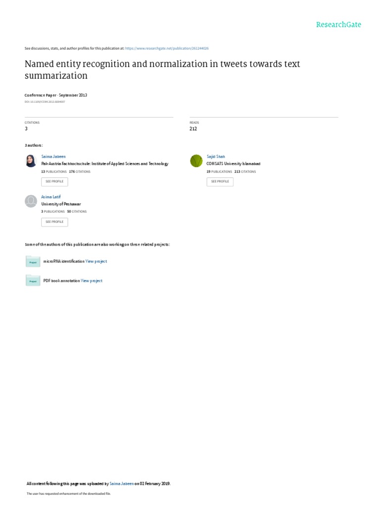 Named Entity Recognition And Normalization In Twee Pdf Conceptual Model Cognitive Science