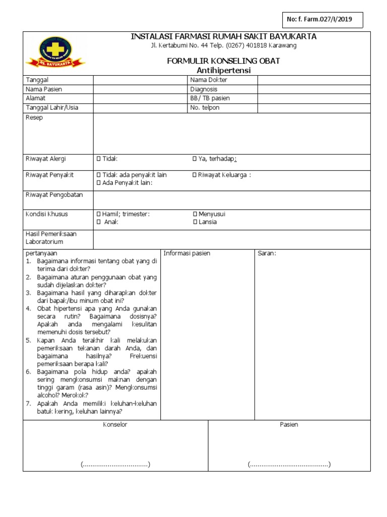 Form Konseling Diare Dan HT | PDF | Kesehatan Holistik