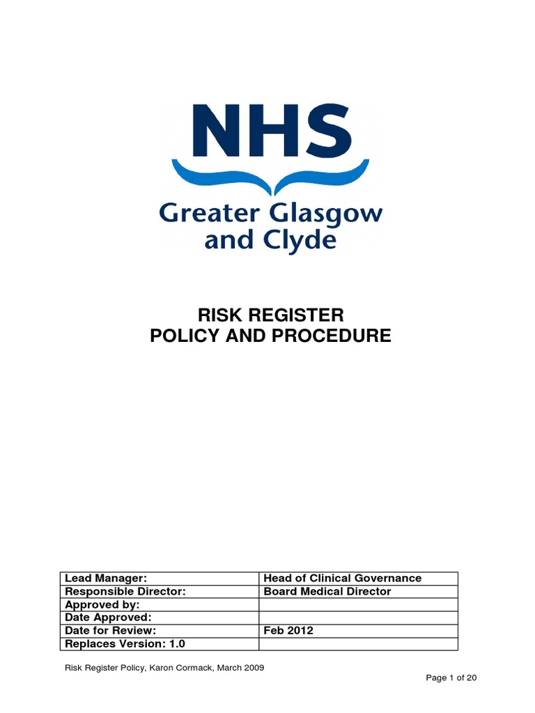 NHS Risk Register Policy Overview | PDF | Risk | Risk Management
