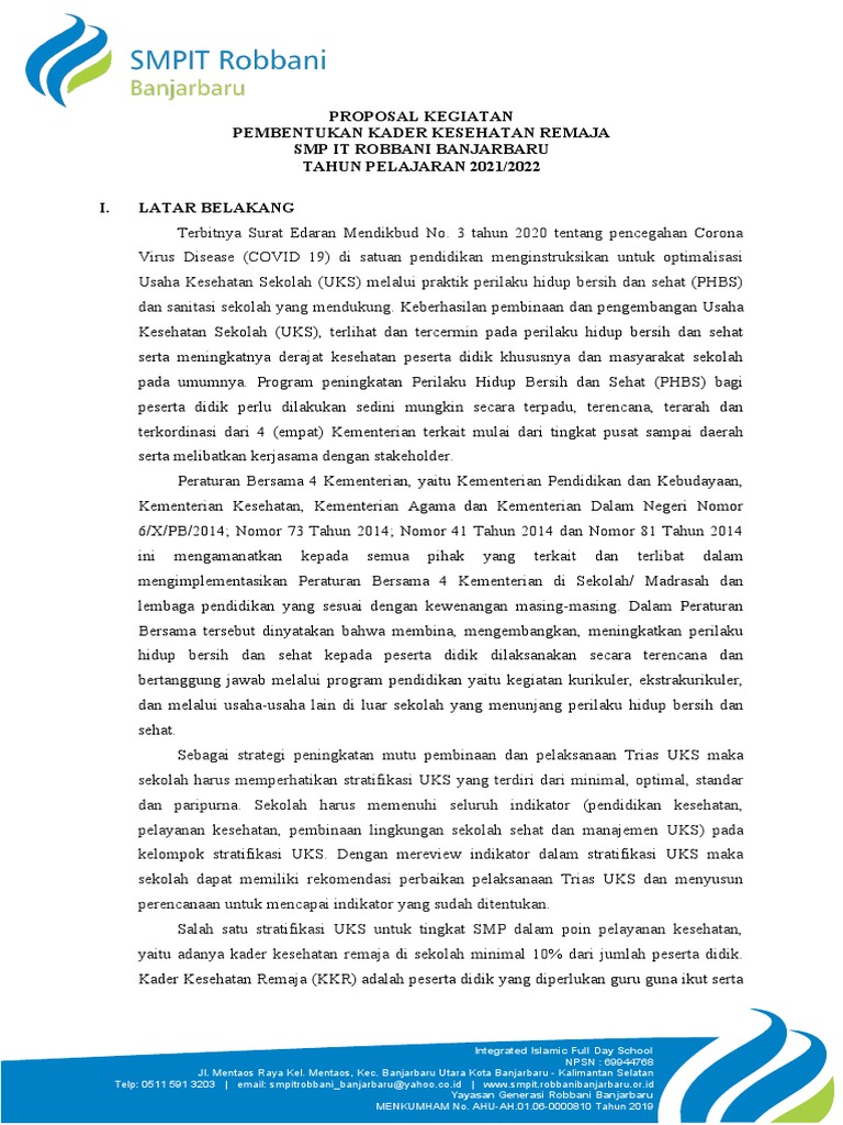 Proposal KKR SMP It Robbani | PDF