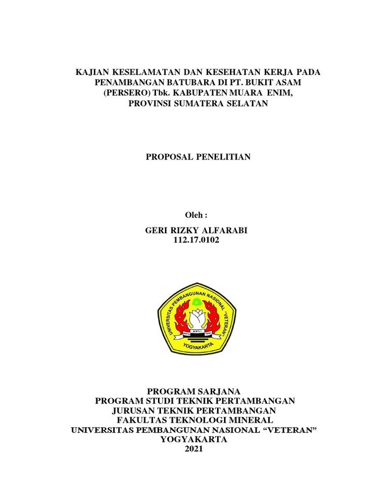 PROPOSAL TA Geri Rizky Alfarabi-PT - Bukit Asam | PDF
