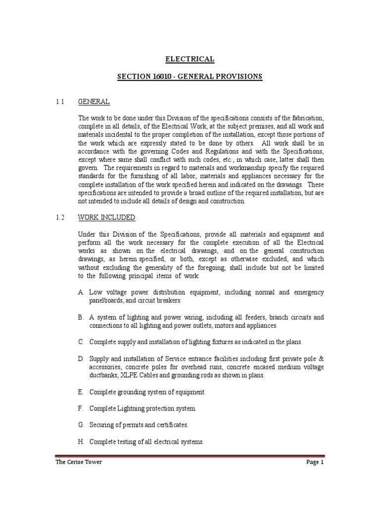 General Provisions | PDF | Electrical Wiring | Specification (Technical ...