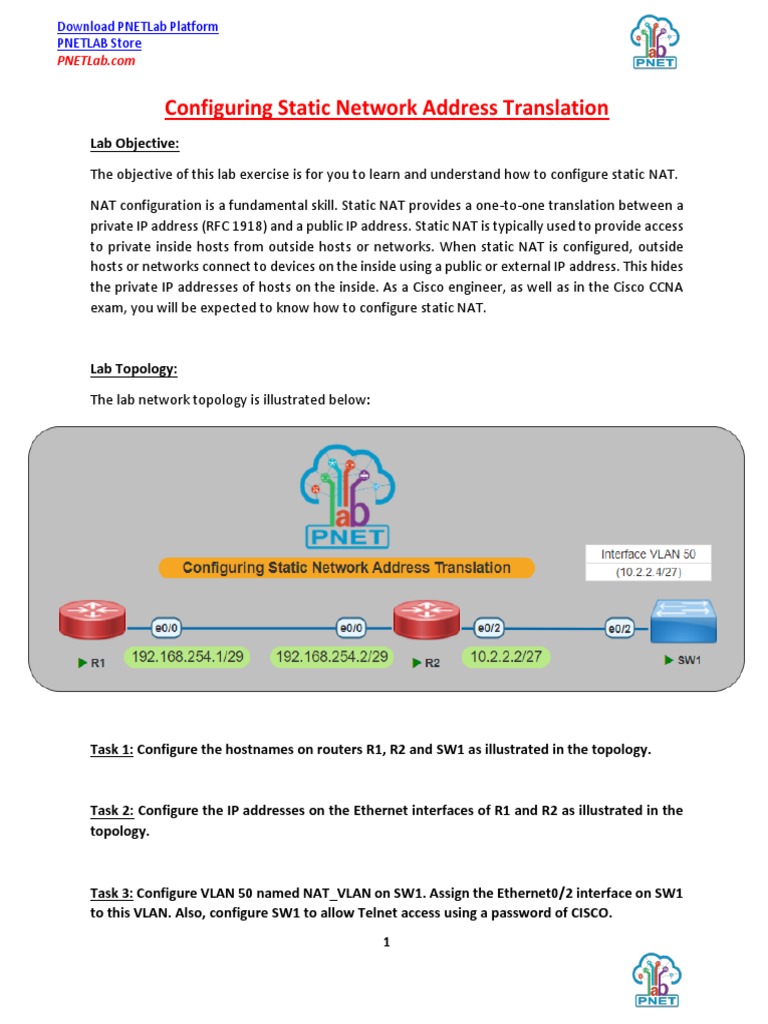 Configuring Static Network Address Translation | PDF | Ip Address | Computer Network