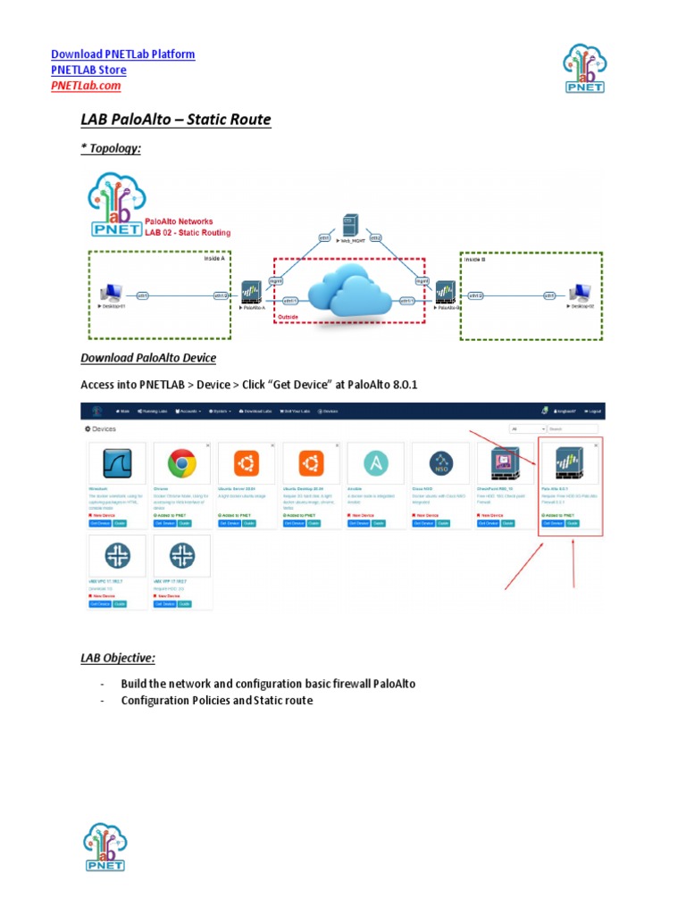 Lab Paloalto - Static Route: Topology | PDF | Network Topology | Internet Protocols