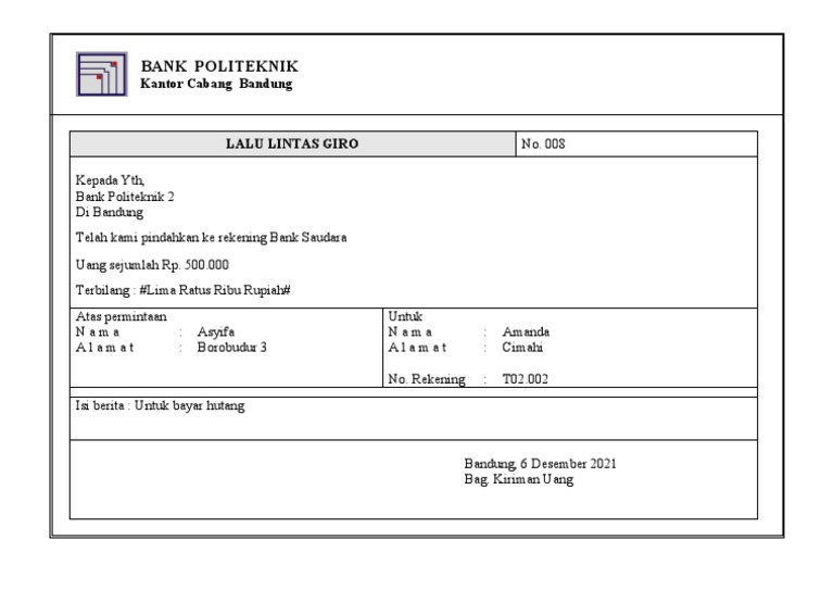 Asyifa Slip LLG Transfer 6 Des 21 | PDF