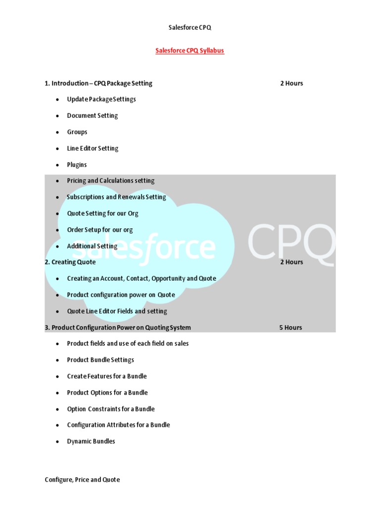 Salesforce CPQ Syllabus | PDF | Pricing | Computing