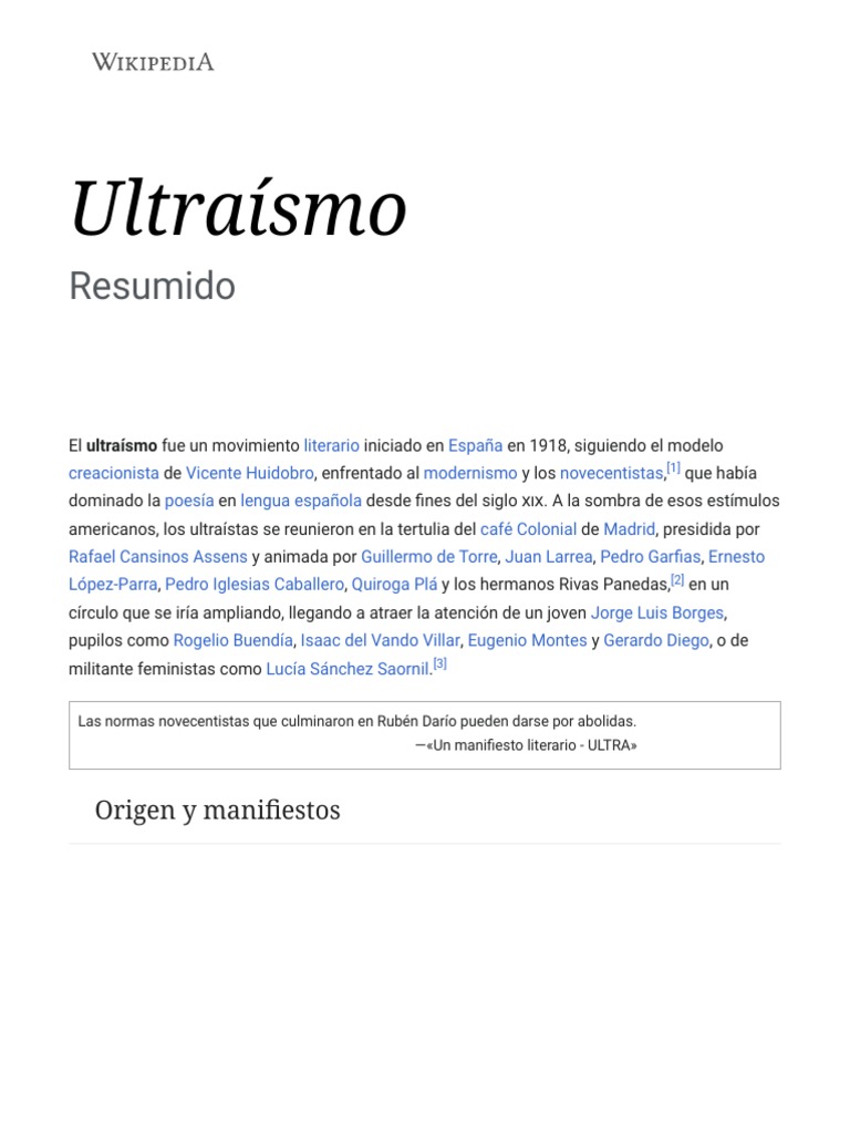 Ultraísmo - Wikipedia, la enciclopedia libre | PDF | Movimientos ...