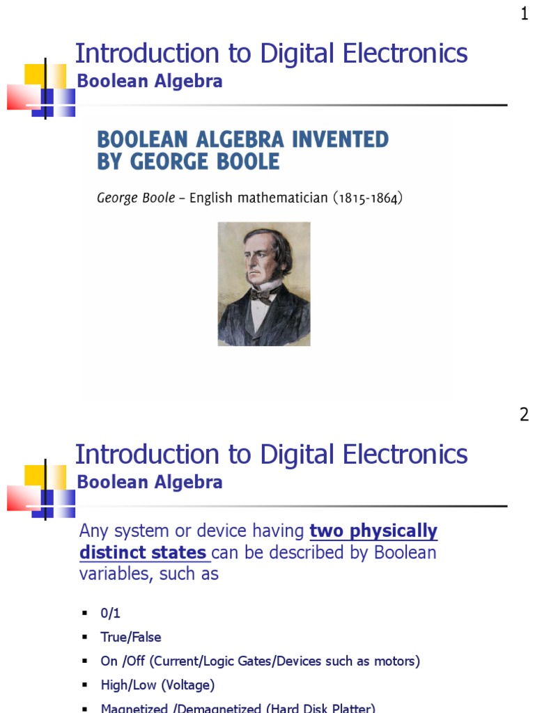 Introduction To Digital Electronics: Boolean Algebra | PDF | Logic Gate ...