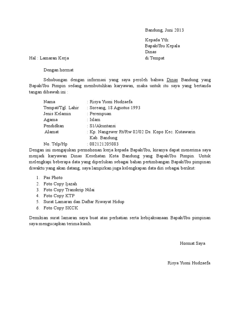 Bandung Contoh SLK | PDF