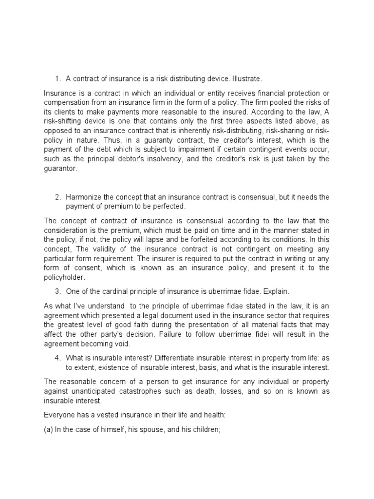 Contract of Insurance | PDF | Insurance | Insurance Policy