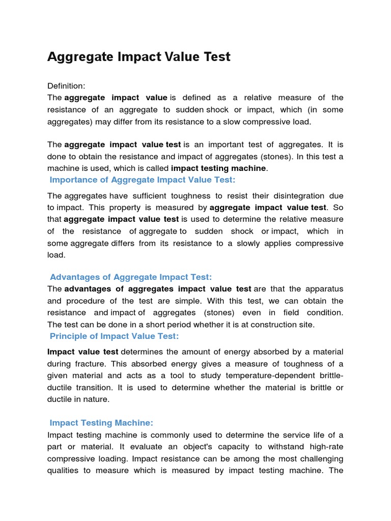 Aggregate Impact Value Test | PDF | Concrete | Wear