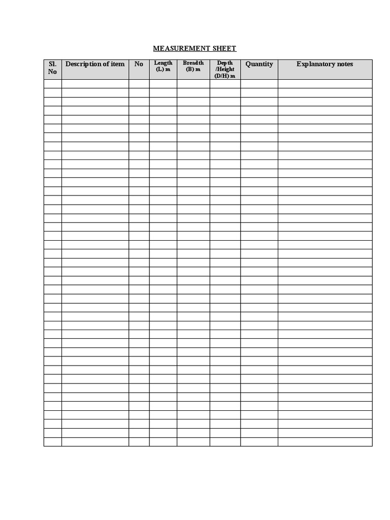 Measurement Sheet Sl. No Description of Item No Quantity Explanatory ...