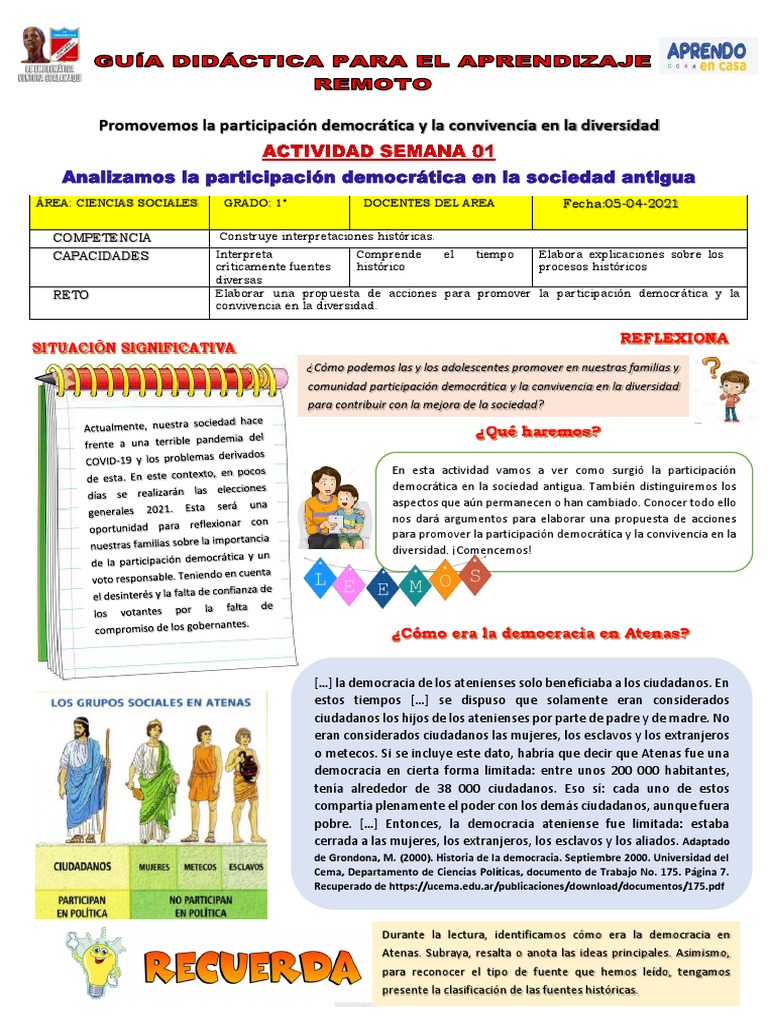 GUIA N1-Promovemos La Participación Democrática y La Convivencia en La Diversidad-1 | PDF ...