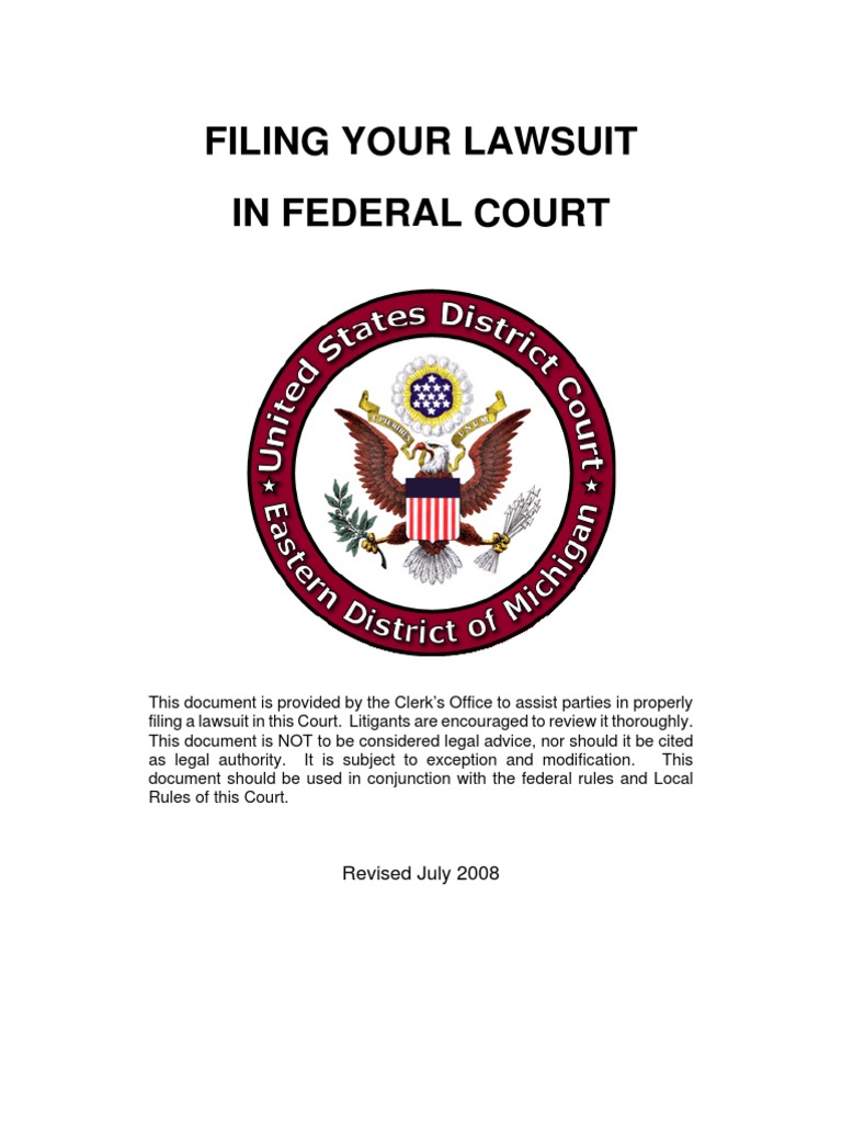 Lawsuit Federal Court Guide | PDF | Summons | State Court (United States)
