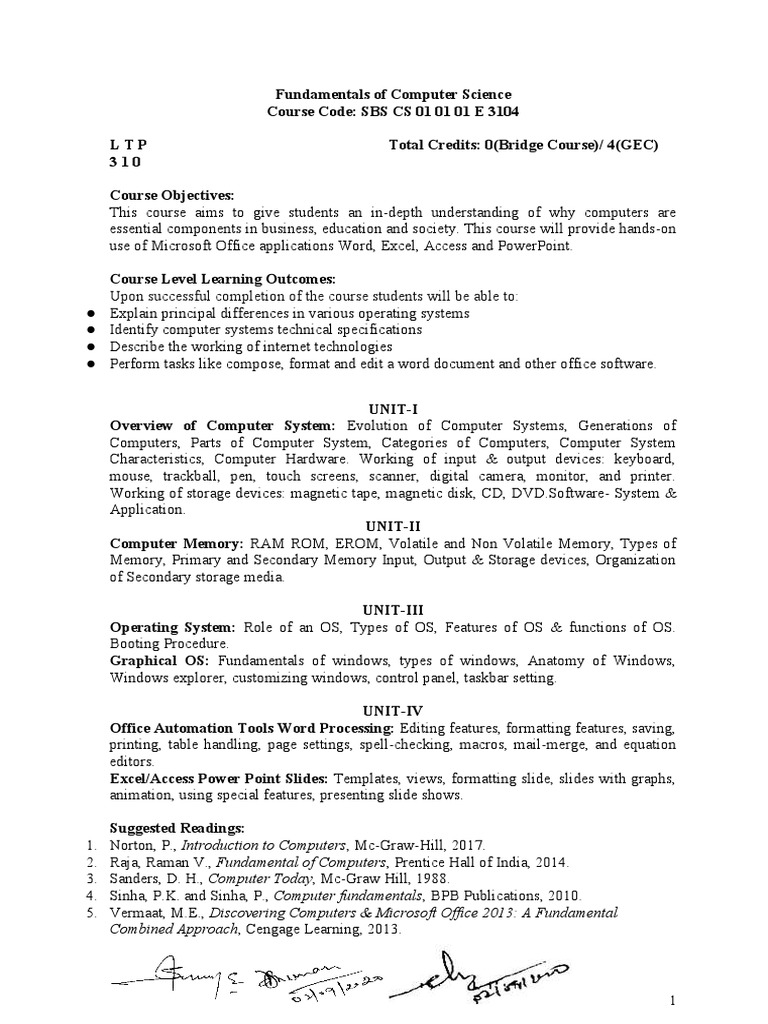 MCA Syllabus 1st Year 2020 | PDF | Databases | Computer Network