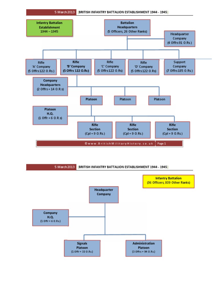 British Infantry Battalion Structure 1944 | PDF | Company (Military ...