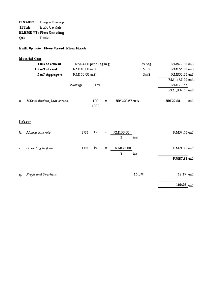 Build Up Rate Floor Screed | Download Free PDF | Architecture ...