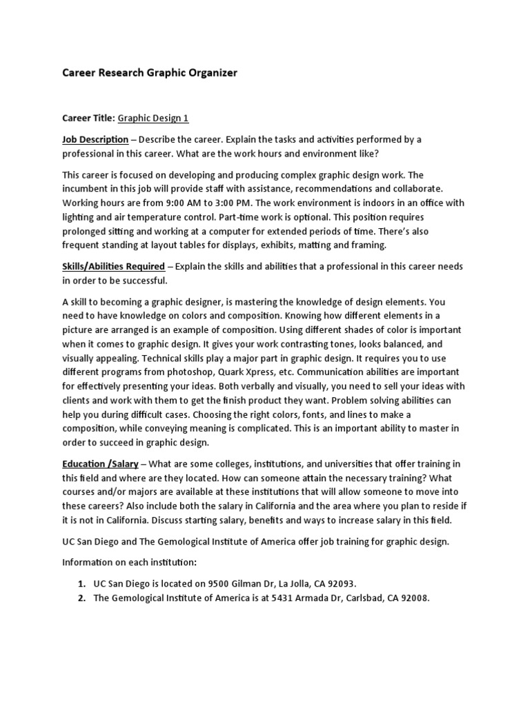 Career Research Graphic Organizer | Download Free PDF | Graphic Design ...
