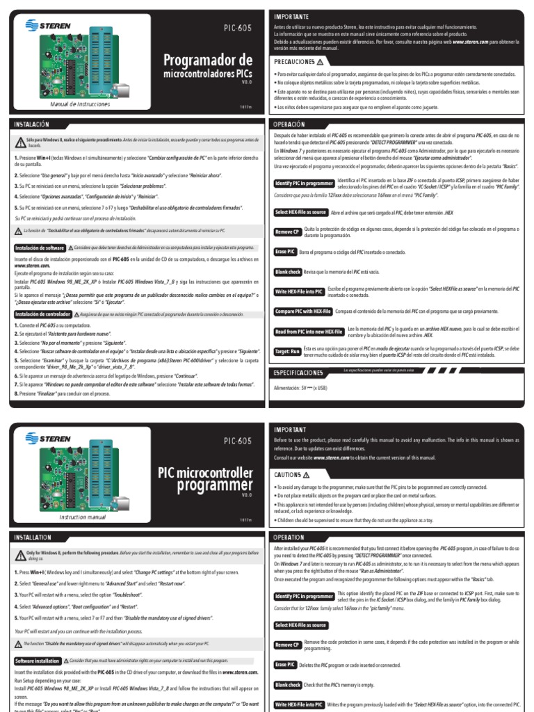 Manual Del Programador PIC-605 | PDF | Archivo de computadora | Software del sistema
