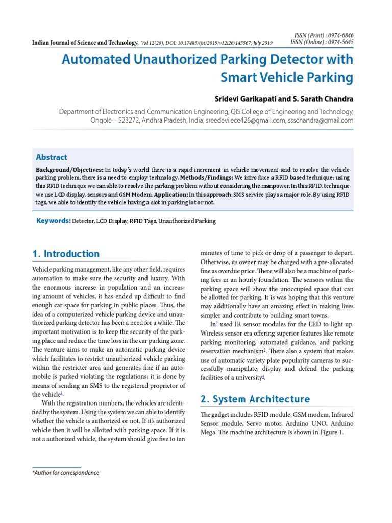 Automated Unauthorized Parking Detector With Smart Vehicle Parking ...