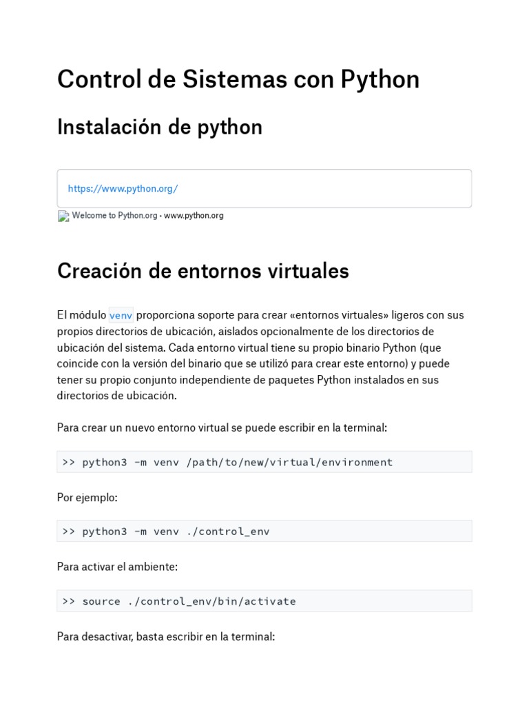 Control de Sistemas Con Python | PDF | Python (lenguaje de programación ...