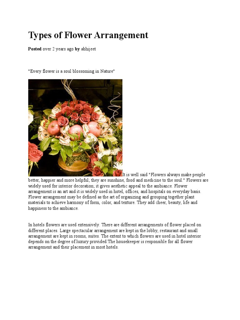 Types of Flower Arrangements Explained | PDF | Ikebana | Flowers
