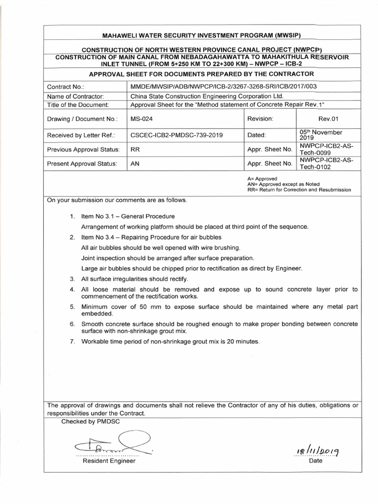 MS-24 Method Statement For Concrete Repair Rev01 | PDF | Concrete | Diamond