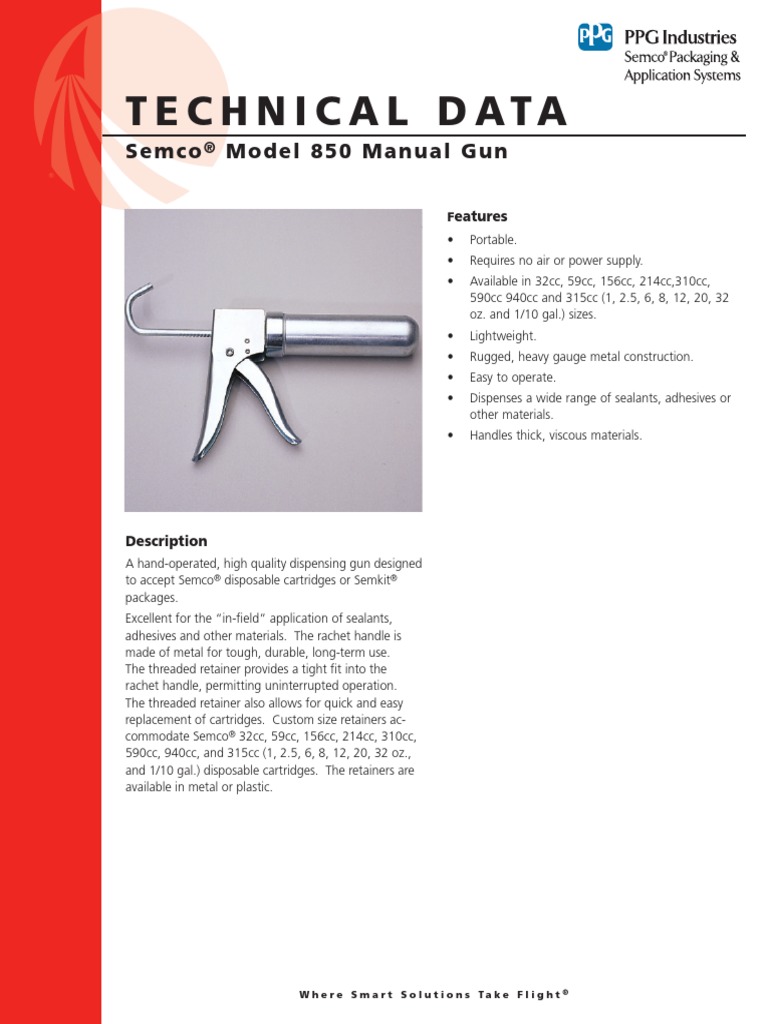Technical Data: Semco Model 850 Manual Gun | PDF | Legal Liability