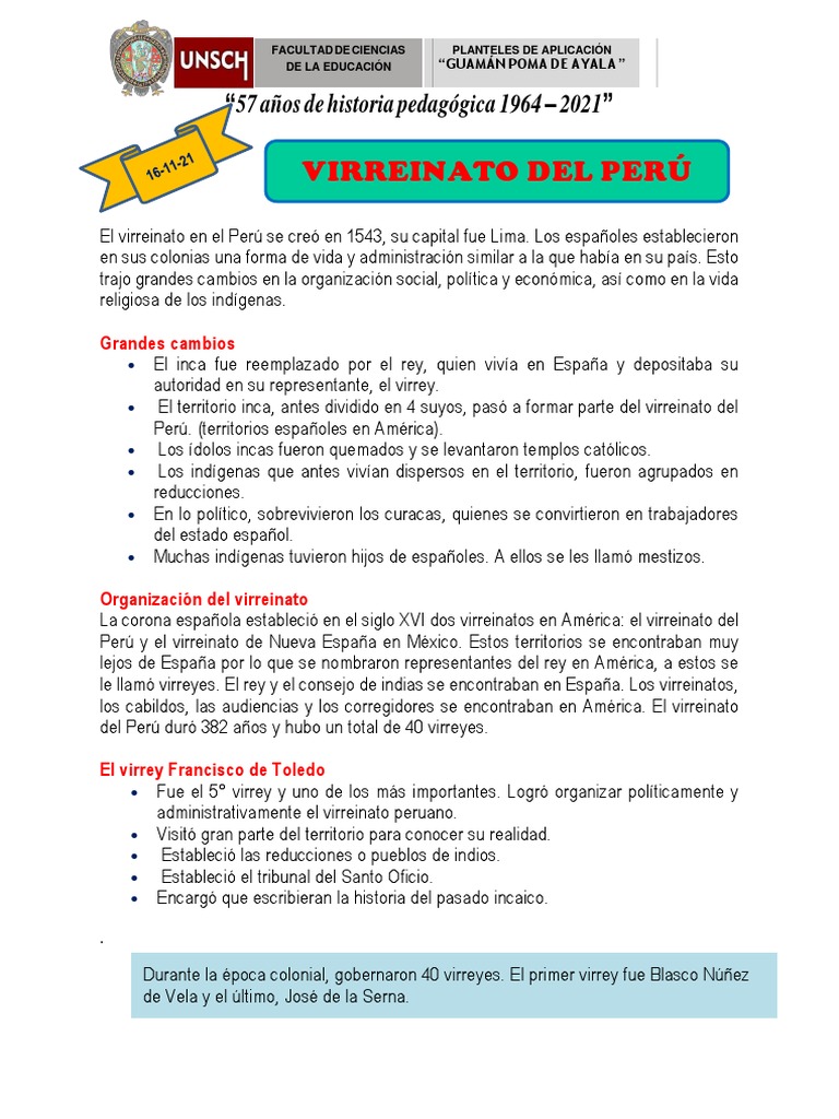 Organización del Virreinato del Perú | PDF | Nueva españa | Perú