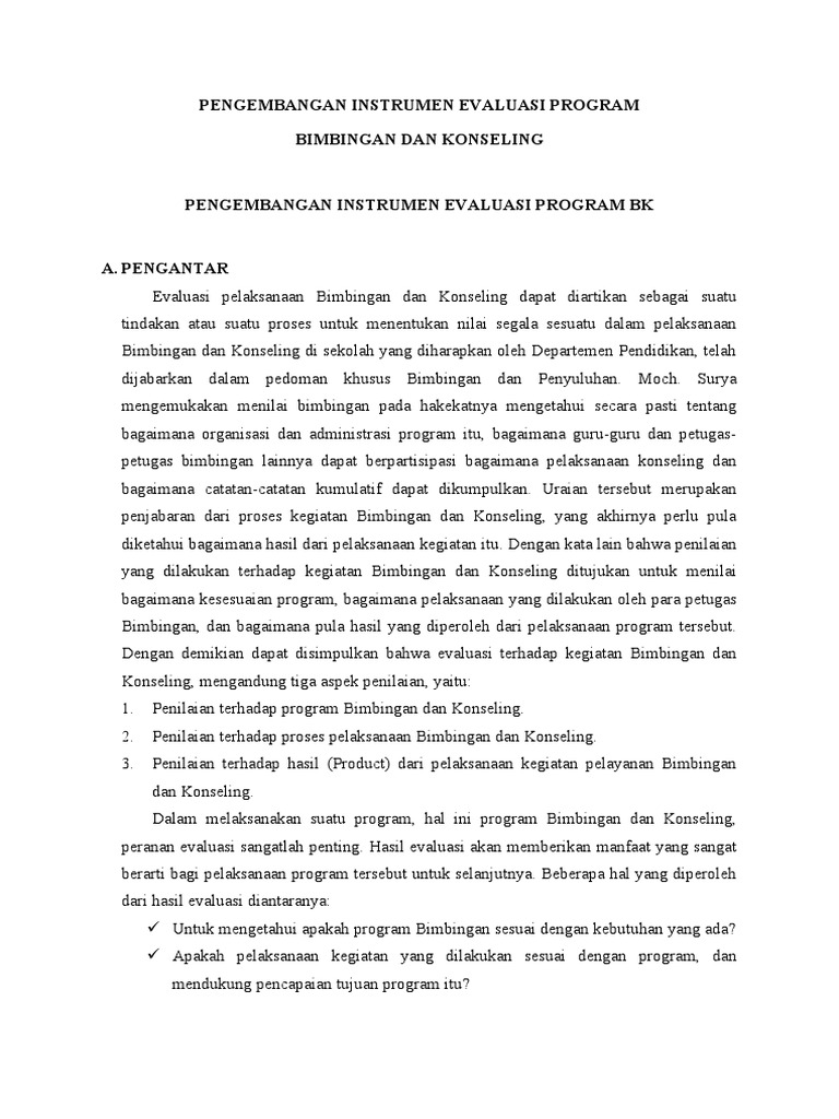 Instrumen Evaluasi Program BK | PDF