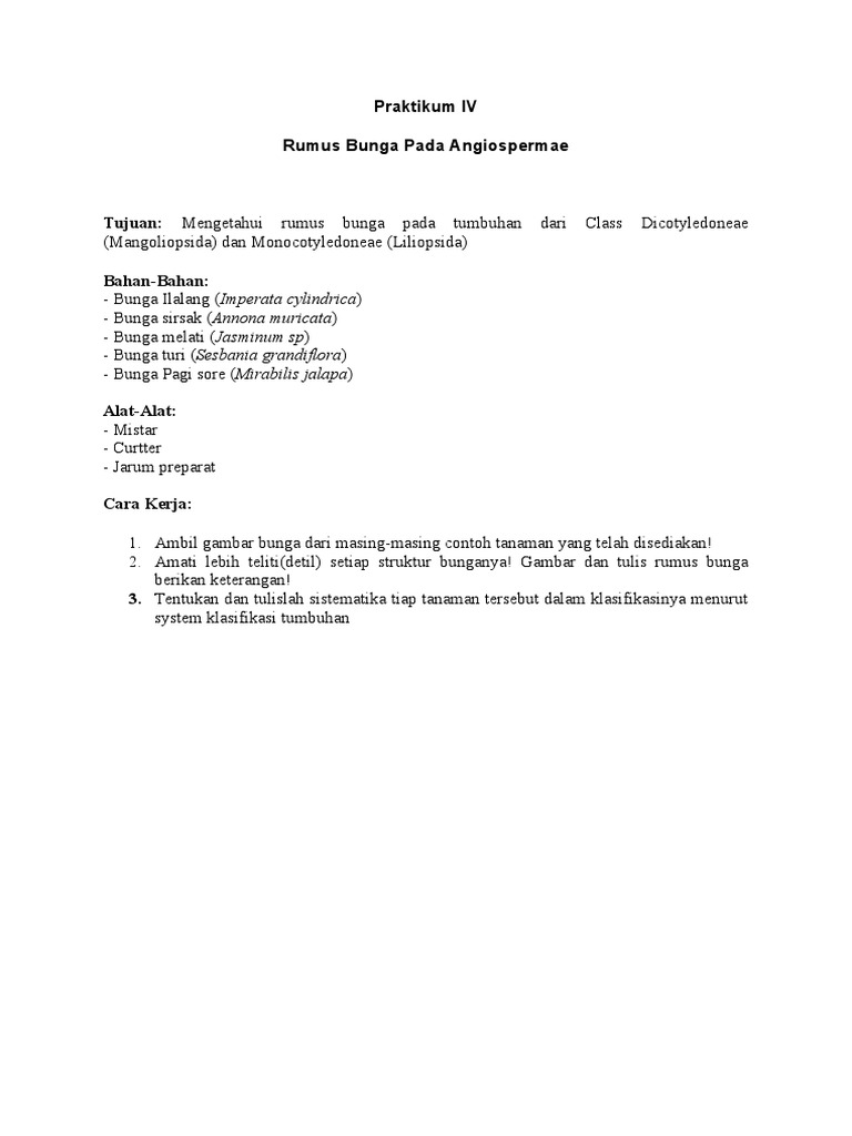 Praktikum Rumus Bunga | PDF | Sains & Matematika