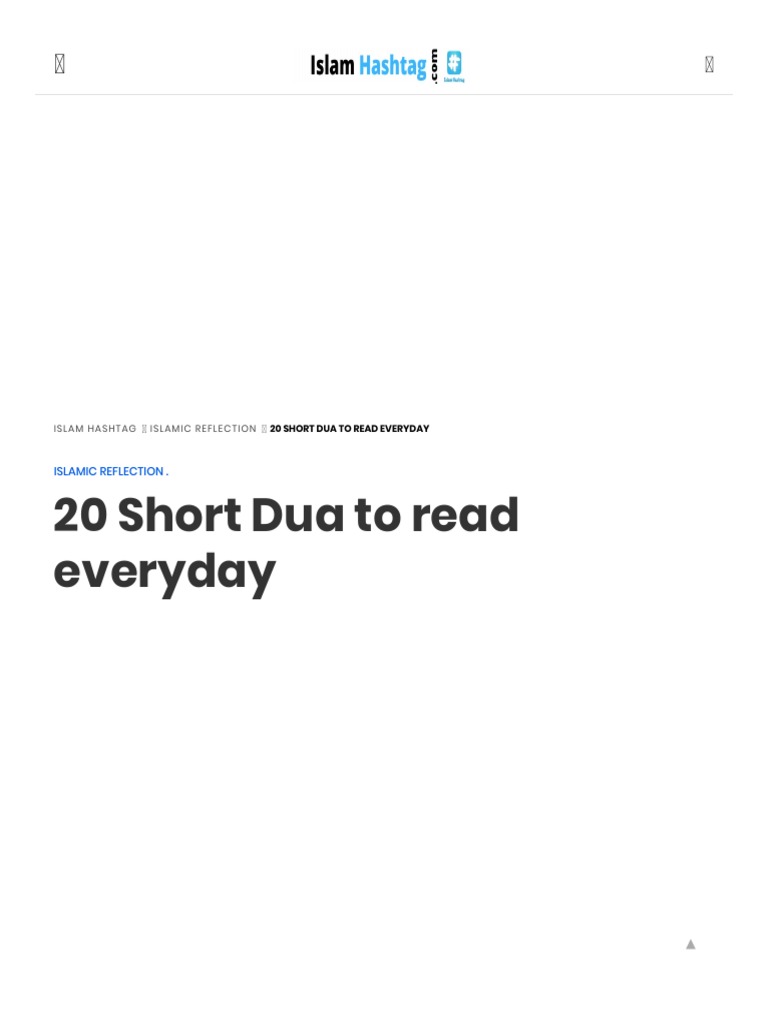 20 Short Duas for Daily Recitation | PDF | Prophets And Messengers In ...