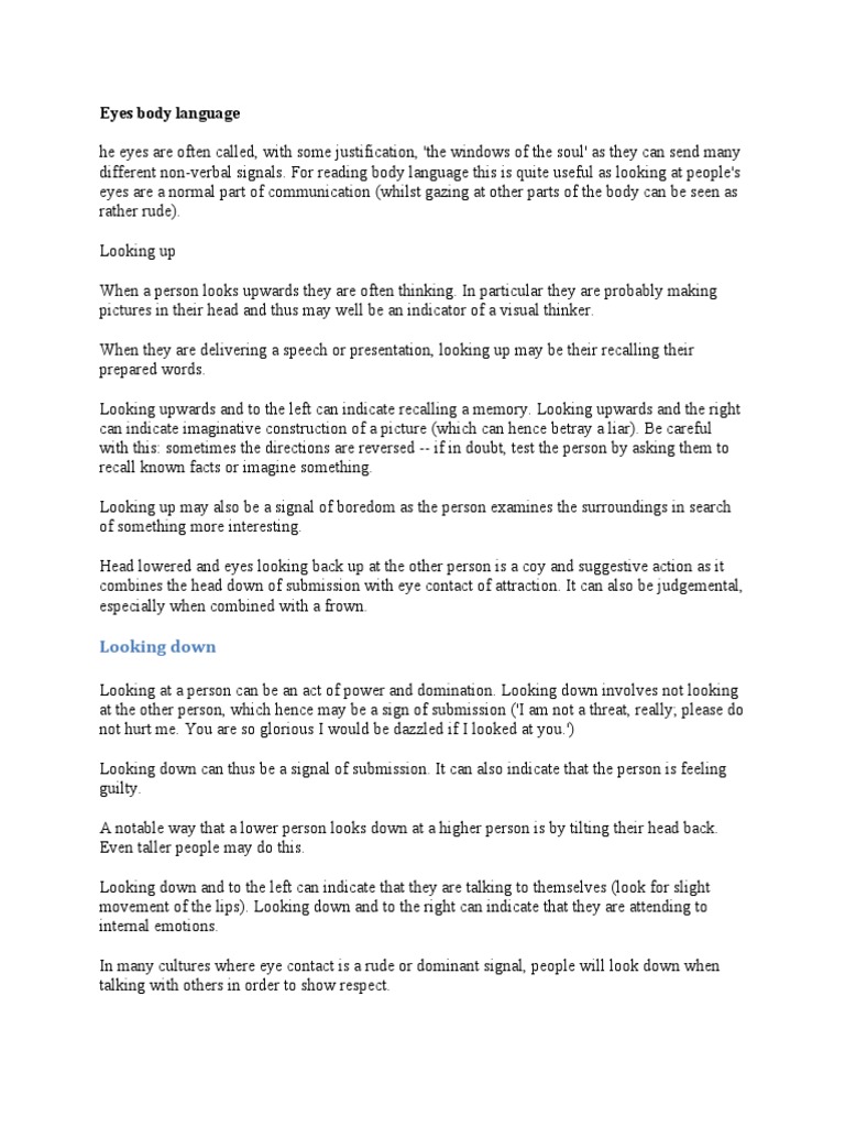 Eyes Body Language | PDF | Body Language | Eye