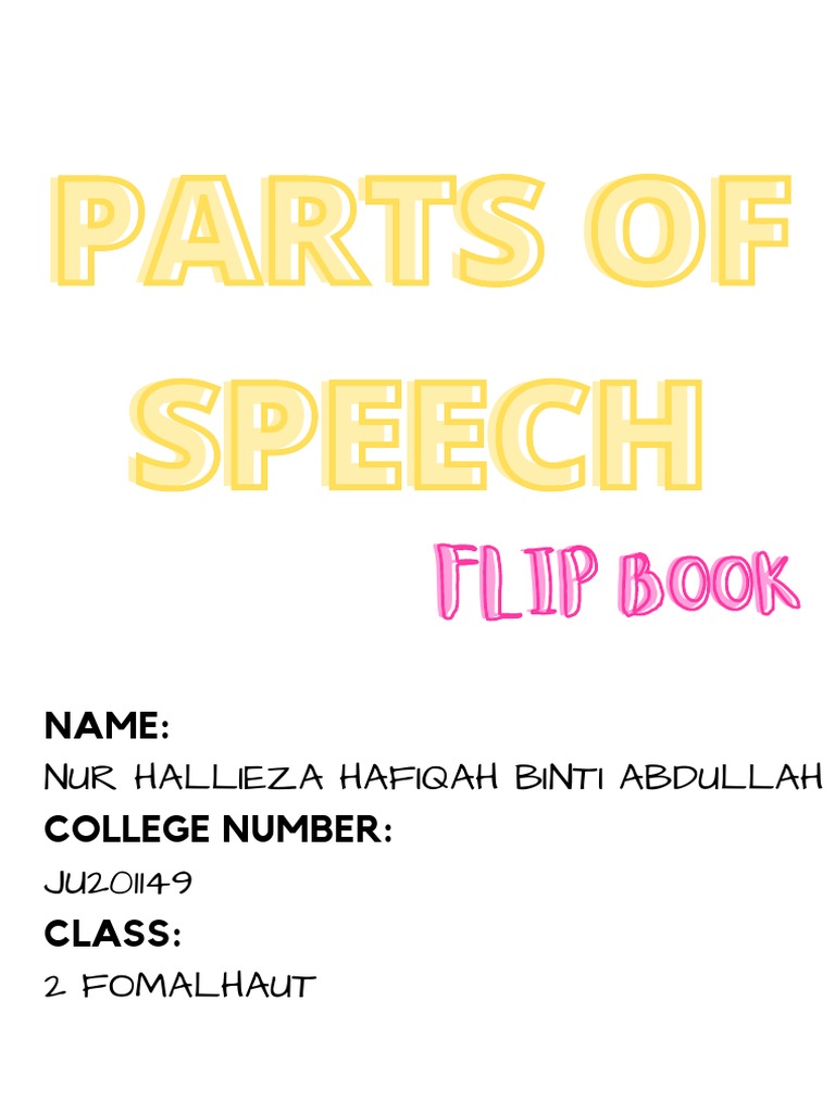 Parts of Speech Flip Book Guide | PDF | Pronoun | Verb