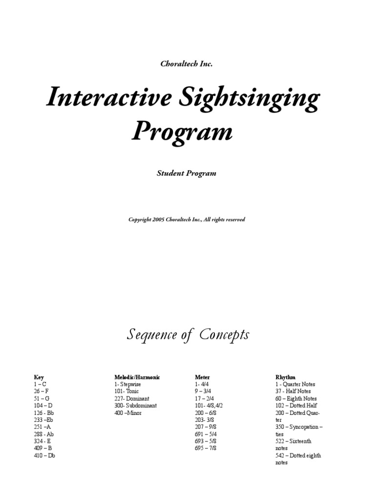 Interactive Sightsinging Program: Choraltech Inc | PDF