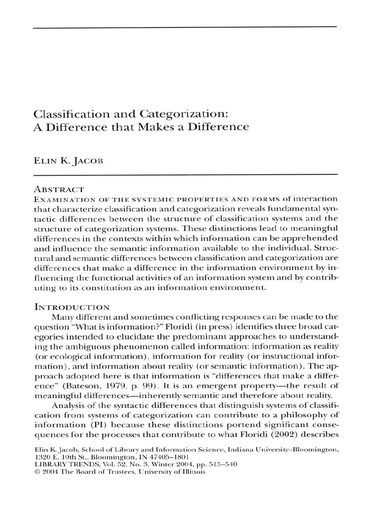 Classification and Categorization | PDF