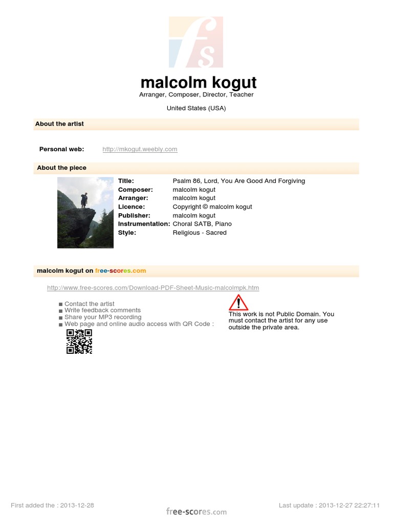 Psalm 86 Lord You Are Good and Forgiving 59731 | PDF | Choir ...