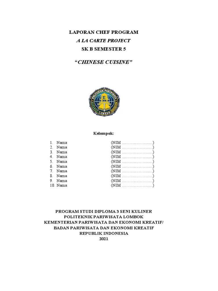 Format Laporan Chef Program | PDF