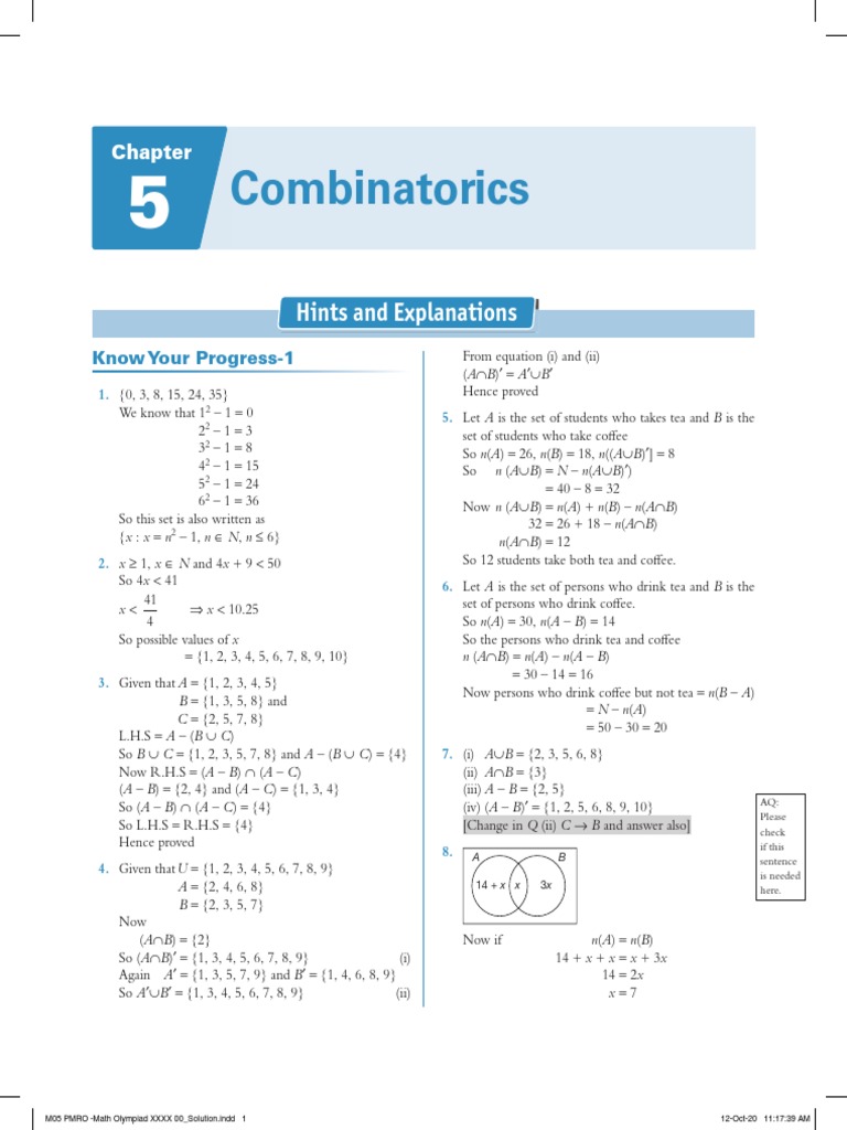 Combinatorics: Hints and Explanations | PDF | Mathematics | Mathematical Concepts