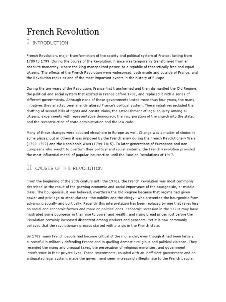 The French Revolution | PDF | Reign Of Terror | French Revolution