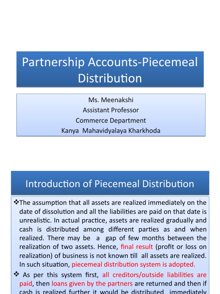 On Partnership Accounts-Piecemeal Distribution | PDF | Balance Sheet ...